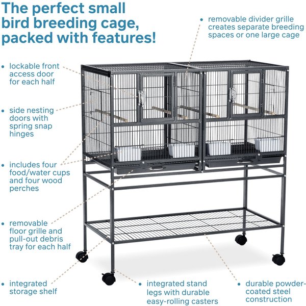 PREVUE PET PRODUCTS Hampton Deluxe Divided Breeder Bird Cage with Stand ...