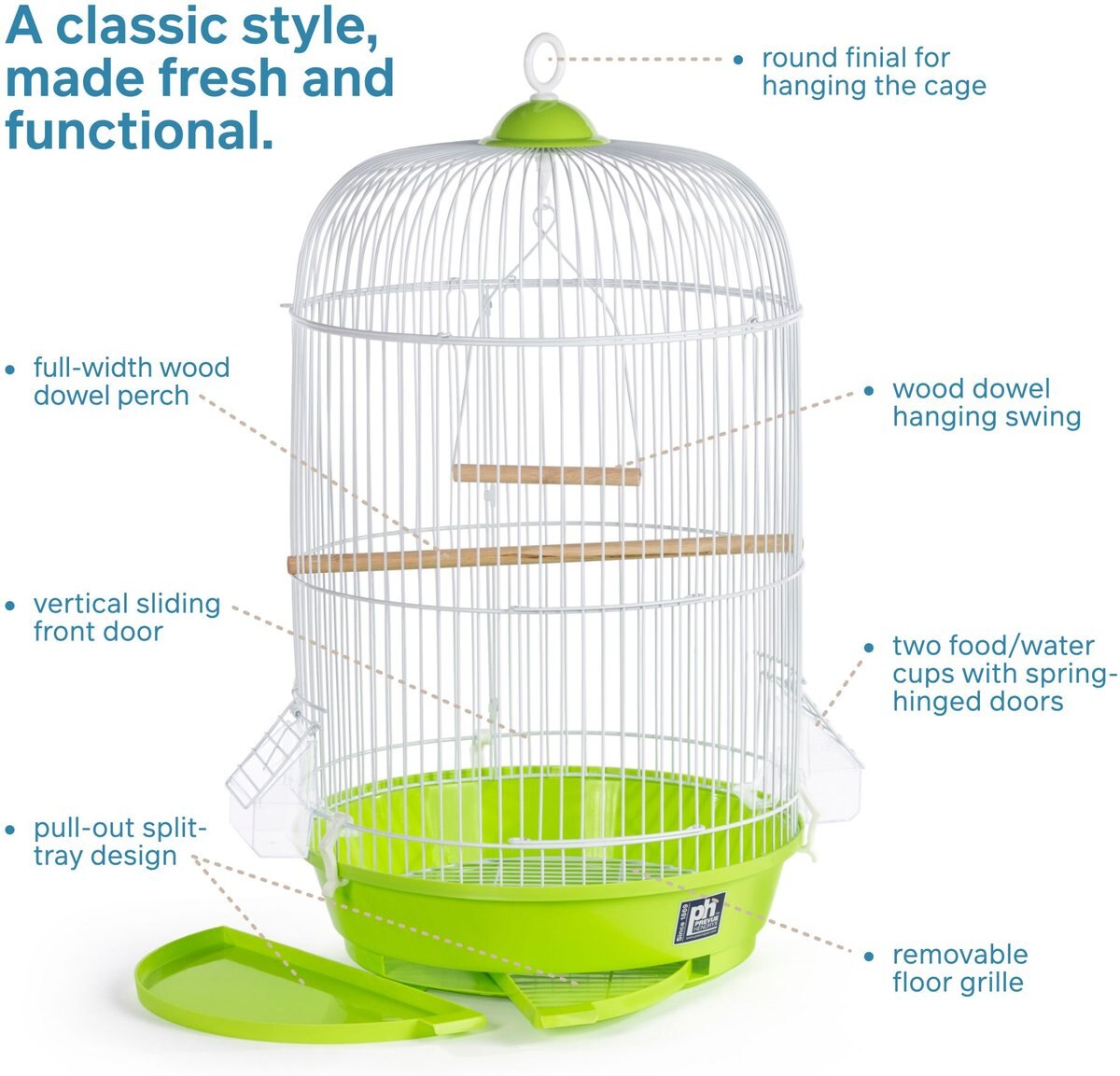 PREVUE PET PRODUCTS Small Round Bird Cage, Green - Chewy.com