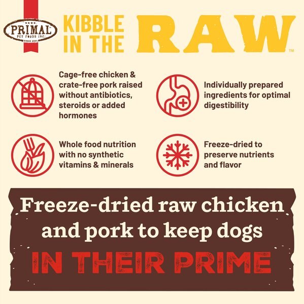 PRIMAL Kibble in the Raw Recipe Non-GMO Freeze-Dried Puppy Food, 86.4 ...
