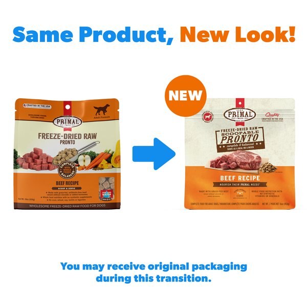 PRIMAL Raw Pronto Beef Recipe Dog Freeze-Dried Food, 16-oz bag - Chewy.com