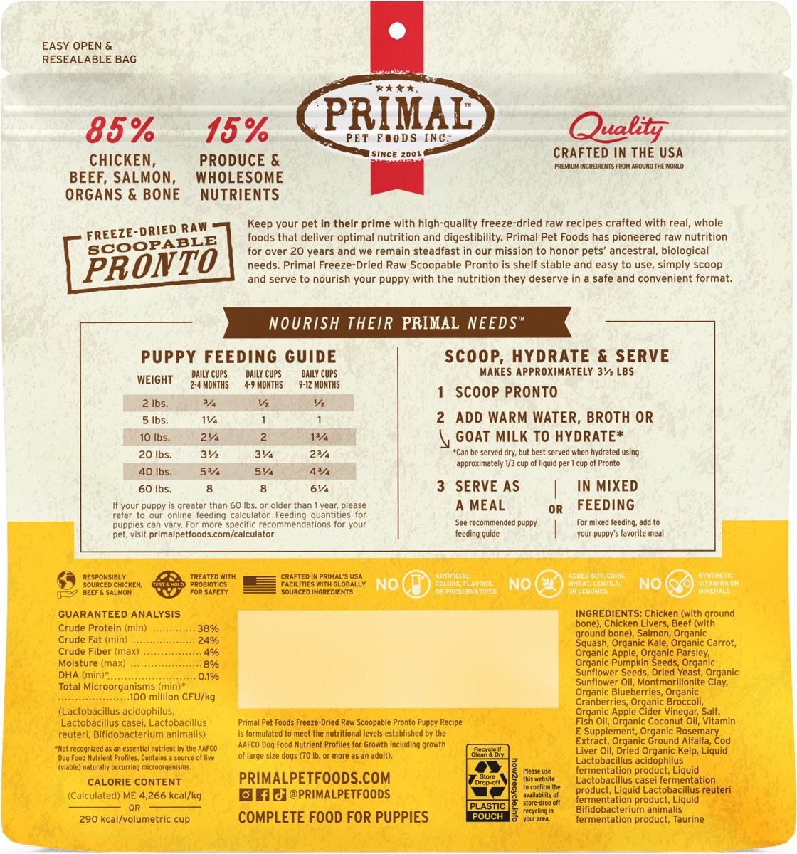 PRIMAL Raw Pronto Puppy Recipe Dog Freeze-Dried Food, 25-oz bag - Chewy.com