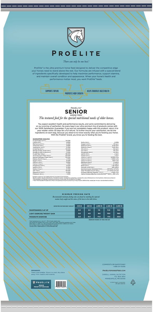 PROELITE Ultra Premium Senior Low Sugar & Low Starch Horse Feed, 50-lb ...