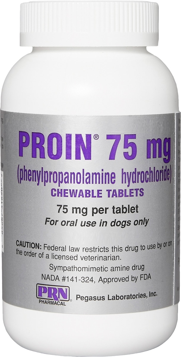 PROIN (phenylpropanolamine hydrochloride) Chewable Tablets for Dogs, 75 ...