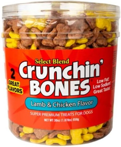 PUPCORN Crunchin Bones Lamb & Chicken Flavor Crunchy Dog Treats, 30-oz ...