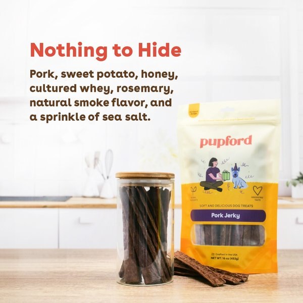 PUPFORD Pork High-Protein Jerky Dog Treats, 16-oz bag - Chewy.com