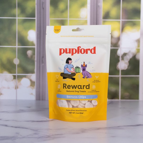 PUPFORD Reward Banana Chips Natural Freeze-Dried Dog Treats, 3-oz bag - Chewy.com
