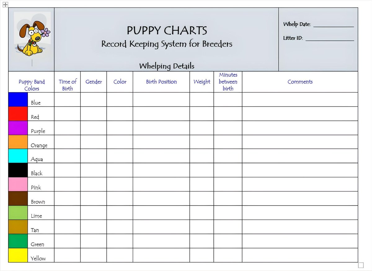 PUPPIES IN BLOOM Color Coordinated Breeder Record Keeping Charts ...