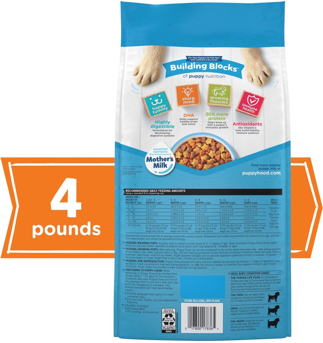 PUPPY CHOW Complete with Real Chicken Dry Dog Food, 4-lb bag - Chewy.com