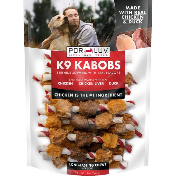 PUR LUV K9 Kabob Real Chicken & Duck Dog Treats, 12-oz bag - Chewy.com