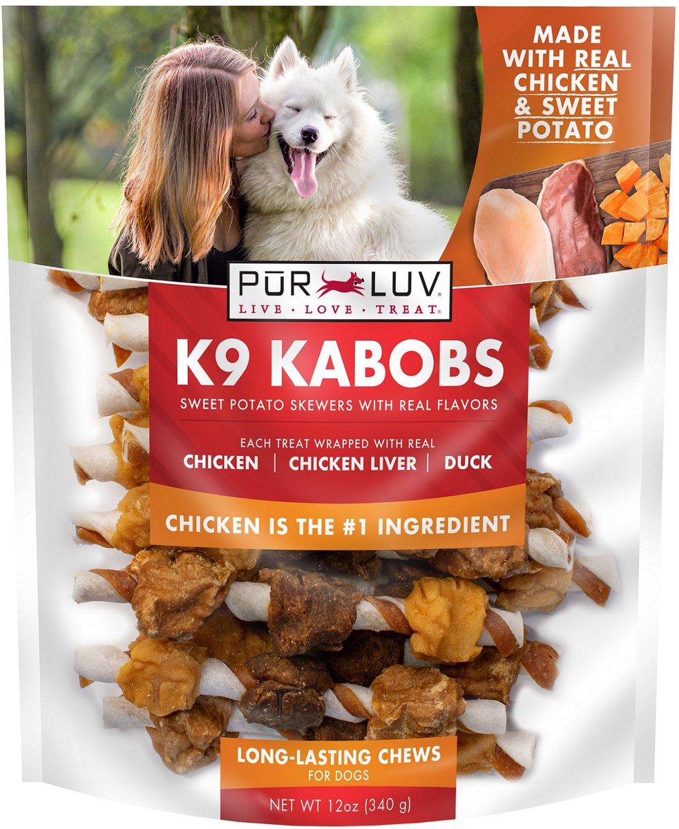PUR LUV K9 Kabob Real Chicken & Sweet Potato Dog Treats, 12-oz bag ...
