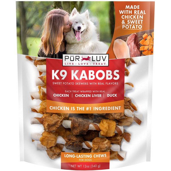 PUR LUV K9 Kabob Real Chicken & Sweet Potato Dog Treats, 12-oz bag ...