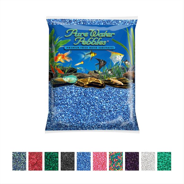 PURE WATER PEBBLES Coated Aquarium Gravel, Marine Blue, 5-lb bag ...