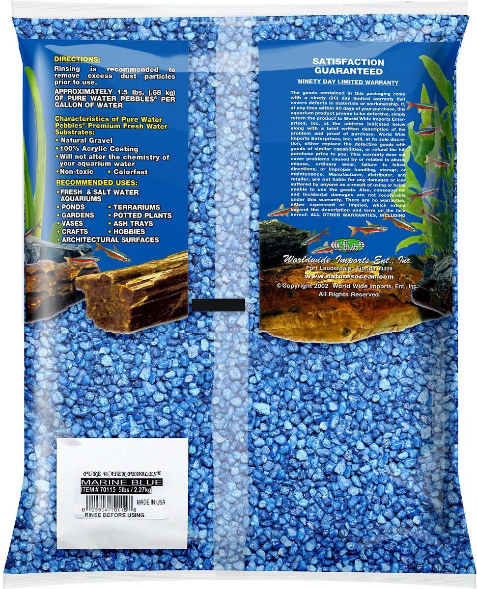 PURE WATER PEBBLES Coated Aquarium Gravel, Marine Blue, 5-lb bag ...
