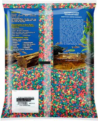 PURE WATER PEBBLES Coated Aquarium Gravel, Neon Rainbow, 5-lb bag ...