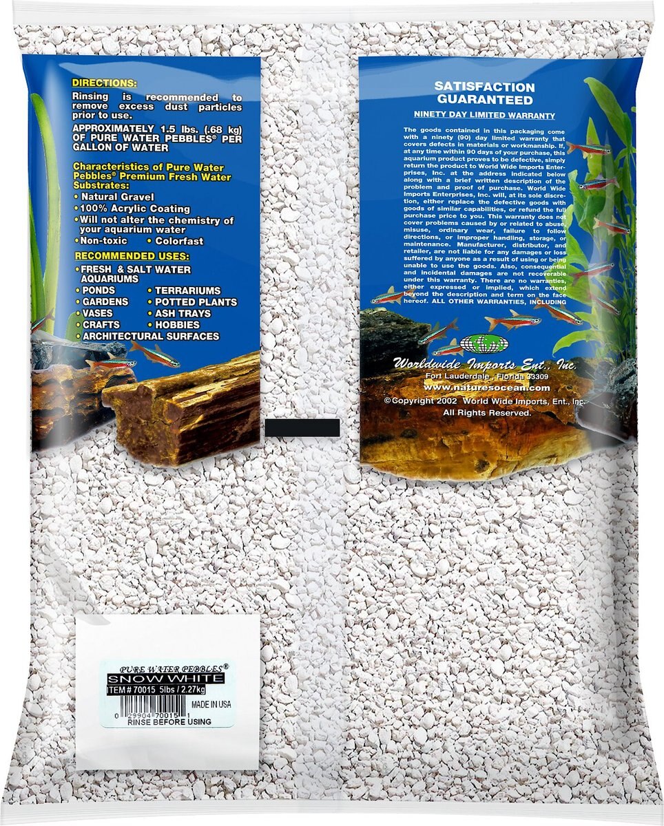 PURE WATER PEBBLES Coated Aquarium Gravel, Snow White, 5-lb bag - Chewy.com