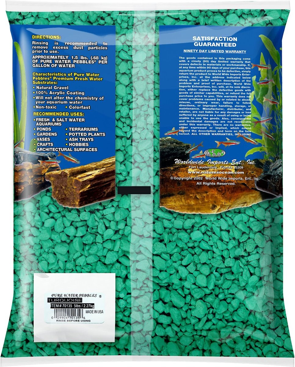 PURE WATER PEBBLES Coated Aquarium Gravel, Turquiose, 5-lb bag - Chewy.com