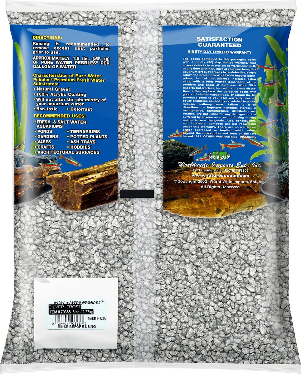 PURE WATER PEBBLES Frosted Aquarium Gravel, Silver, 5-lb bag - Chewy.com