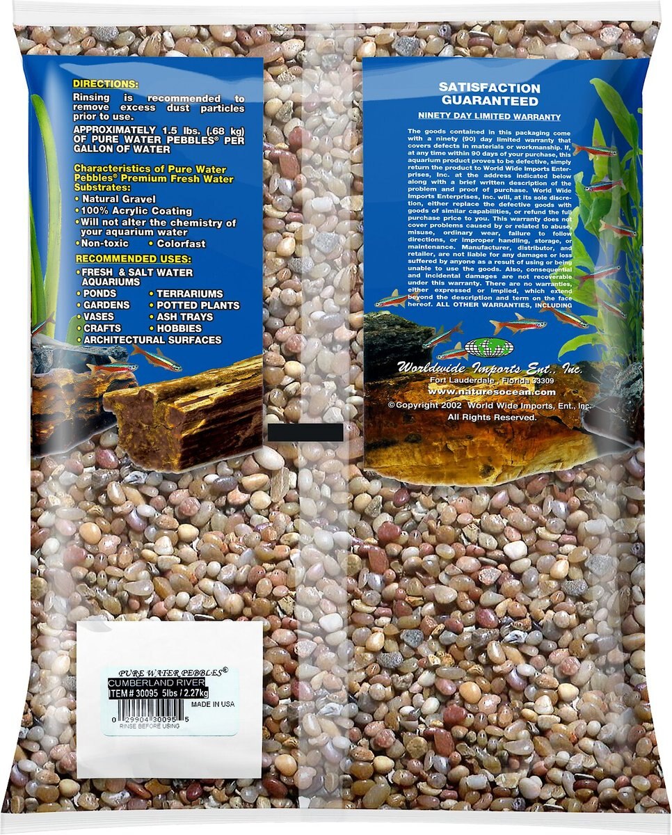 PURE WATER PEBBLES Natural Aquarium Gravel, Cumberland River, 5-lb bag ...