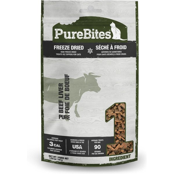 PUREBITES Beef Liver Freeze-Dried Raw Cat Treats, 1.55-oz bag - Chewy.com