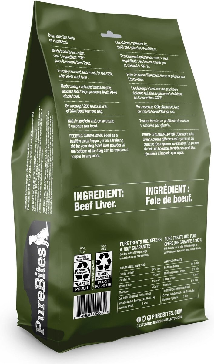 PUREBITES Beef Liver Freeze-Dried Raw Dog Treats, 2.75-lb bag - Chewy.com