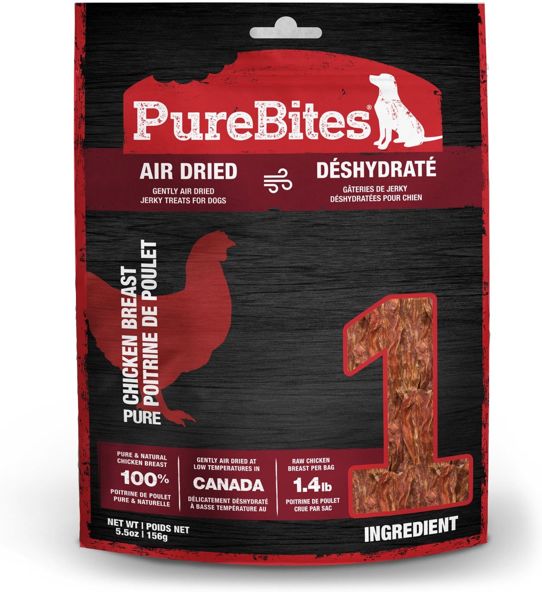 PUREBITES Chicken Breast Air Dried Jerky Dog Treats, 5.5-oz bag - Chewy.com
