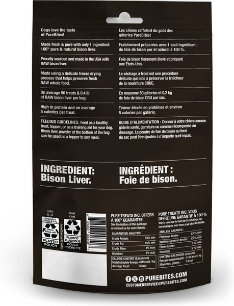 PUREBITES Wild Bison Liver Mid Size Limited-Ingredient-Diet Adult ...
