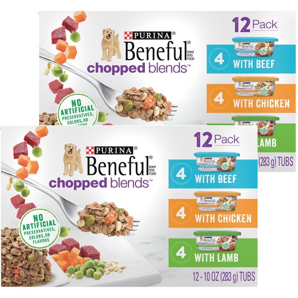 PURINA BENEFUL Chopped Blends Variety Pack Wet Dog Food, 10-oz tray ...