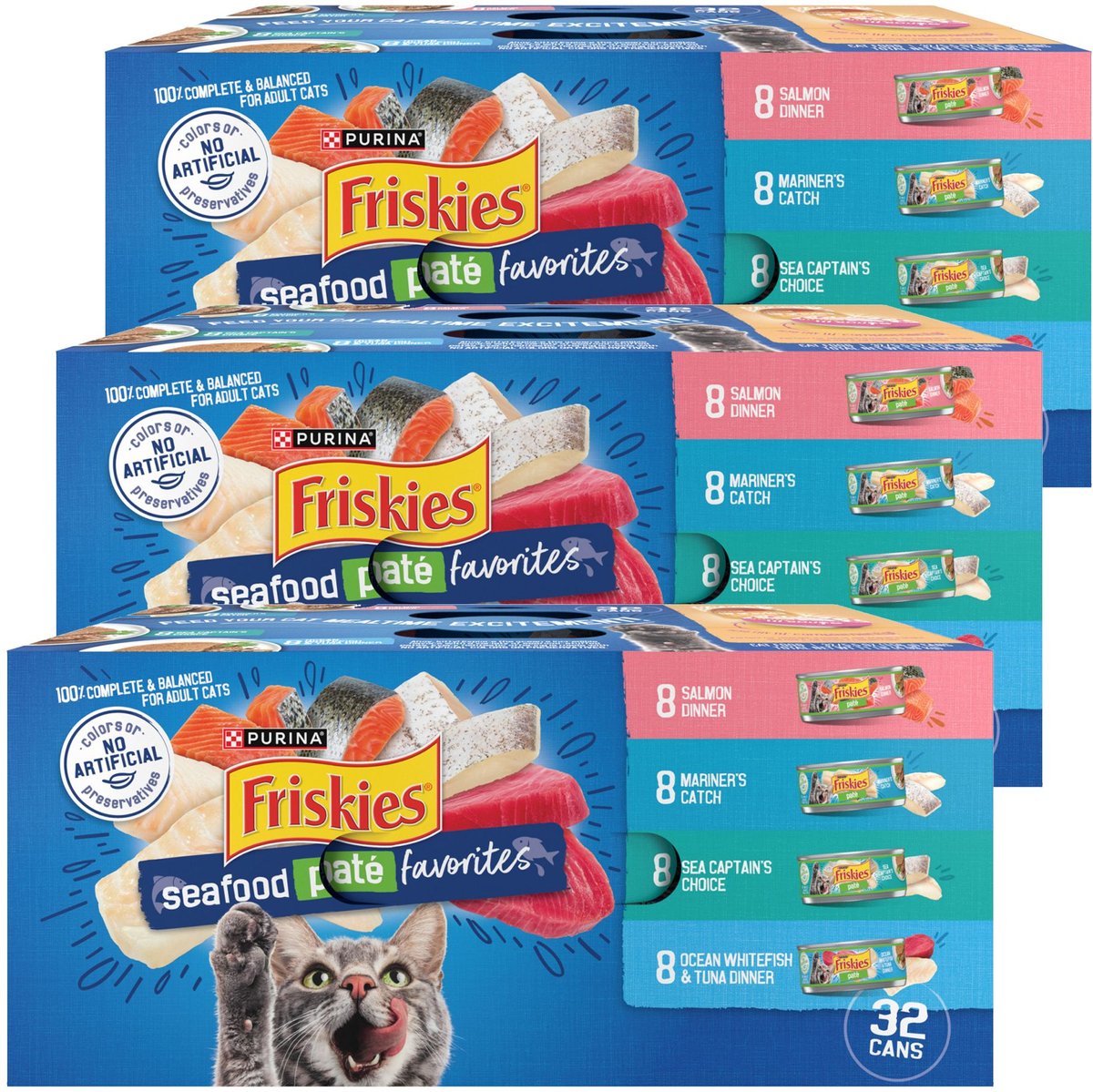 Purina Friskies Seafood Favorites Wet Cat Food Variety Pack, 5.5-oz can ...