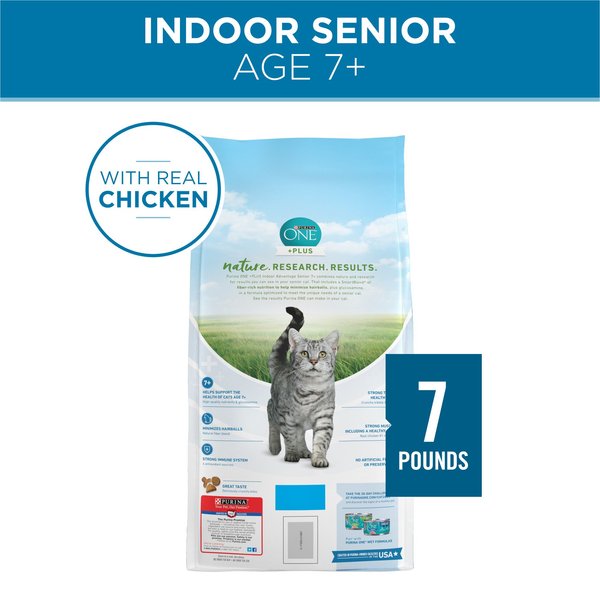 PURINA ONE Indoor Advantage Senior 7+ High Protein Natural Dry Cat Food ...