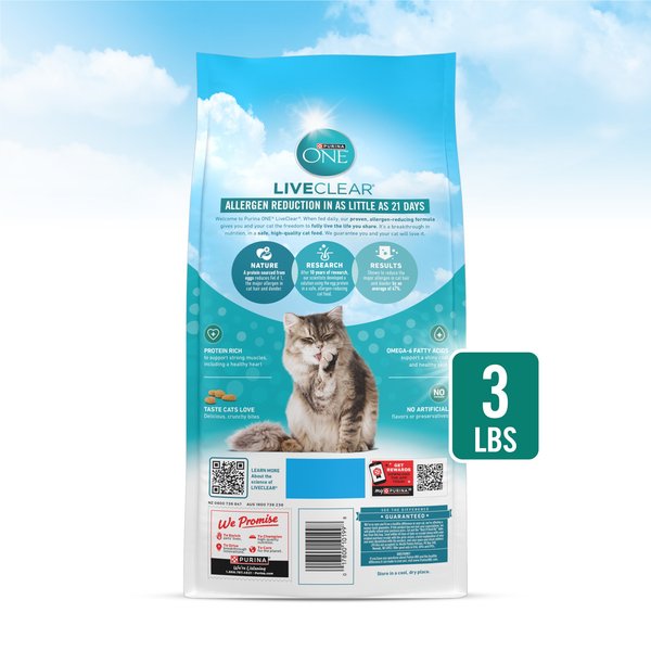 PURINA ONE LiveClear Allergen-Reducing Formula Chicken Flavor Dry Cat ...