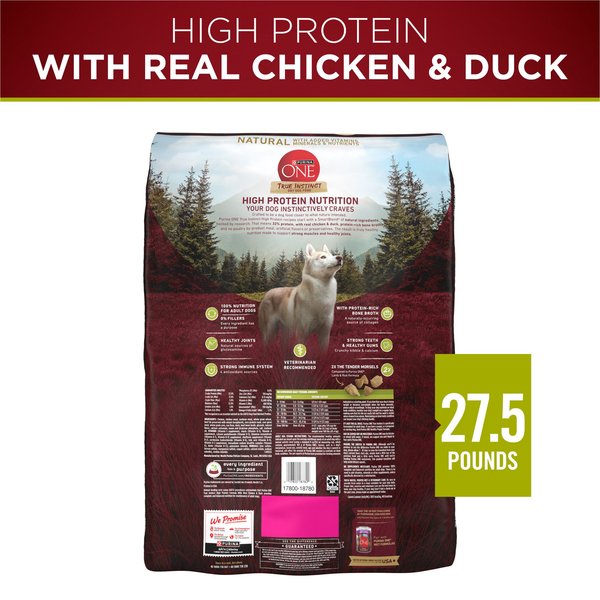 PURINA ONE True Instinct Chicken & Duck High Protein Dry Dog Food, 27.5 ...