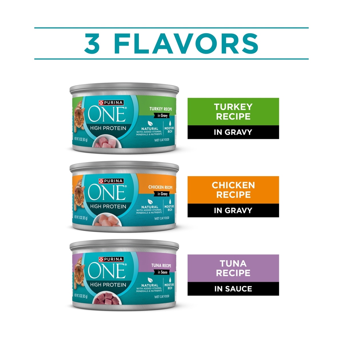 PURINA ONE Natural Turkey, Chicken & Tuna Variety Pack High Protein Wet ...