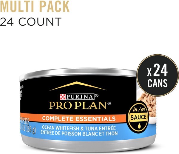 PURINA PRO PLAN Adult Ocean Whitefish & Tuna Entree in Sauce Canned Cat ...
