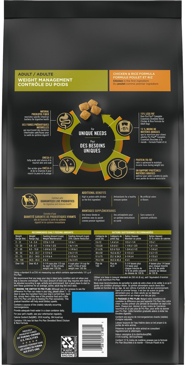 PURINA PRO PLAN Adult Weight Management Formula Dry Dog Food, 6-lb bag ...