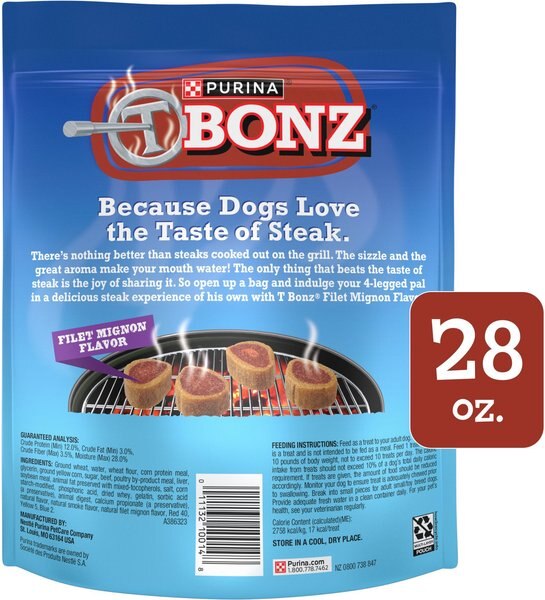 PURINA TBONZ Filet Mignon Beef Flavor Steak Shaped Adult Soft & Chewy ...