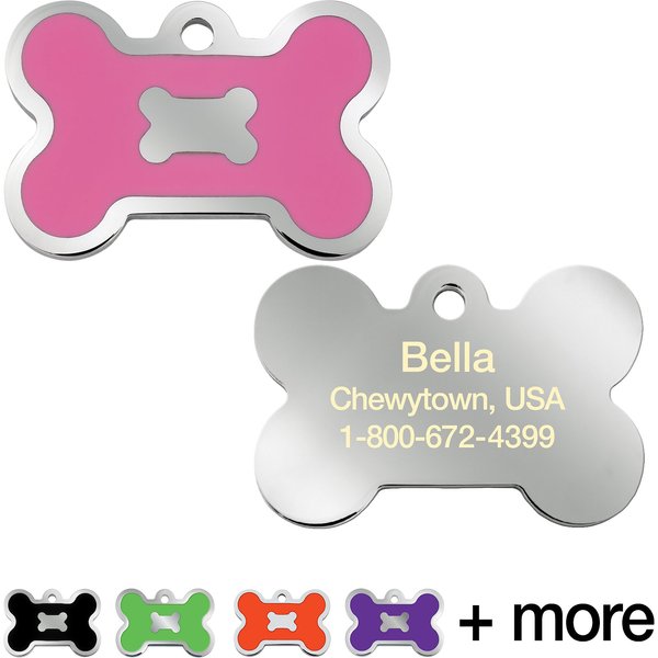 QUICK-TAG Diva Bone & Etched Crown Personalized Dog ID Tag, Rose Gold ...