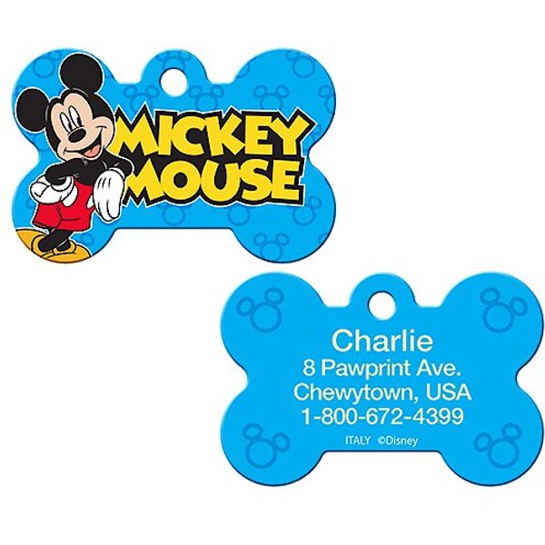 QUICK-TAG Disney's Mickey Mouse Bone Personalized Dog ID Tag, Black ...