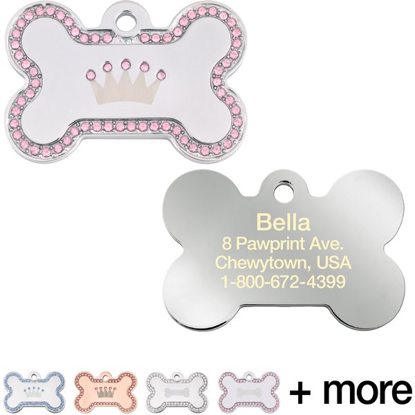 QUICK-TAG Bone Epoxy Enameled Personalized Dog ID Tag, Pink, Large ...