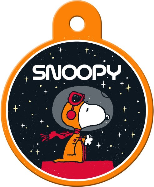 QUICK-TAG Peanuts Space Orange Stars Circle Dog ID Tag - Chewy.com