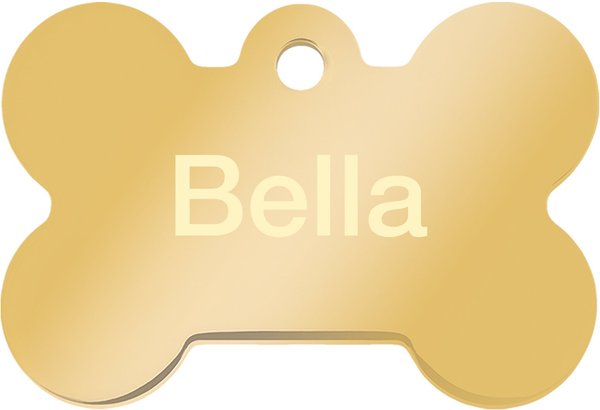 QUICK-TAG Personalized Dog & Cat ID Tag, Metallic Gold, Large Bone ...