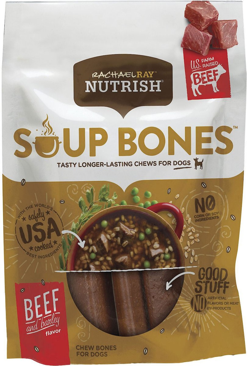 RACHAEL RAY NUTRISH Soup Bones Beef & Barley Flavor Chews Dog Treats ...