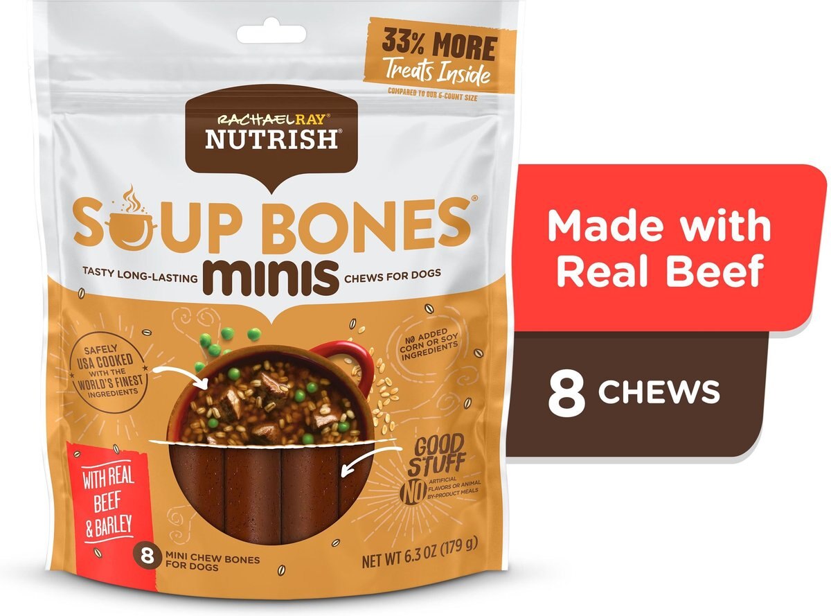 RACHAEL RAY NUTRISH Soup Bones Minis Chews with Real Beef & Barleys Dog ...