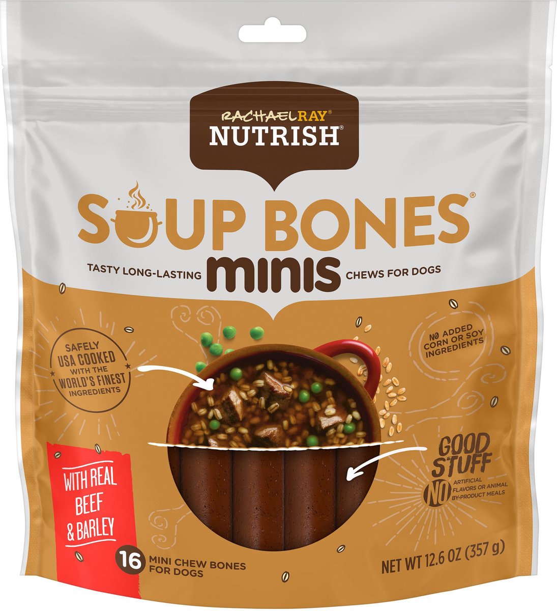 RACHAEL RAY NUTRISH Soup Bones Minis with Real Beef & Barley Chews Dog ...