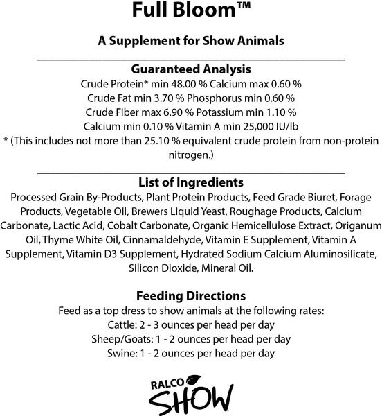 RALCO SHOW Full Bloom Livestock Supplement, 25-lb bag - Chewy.com