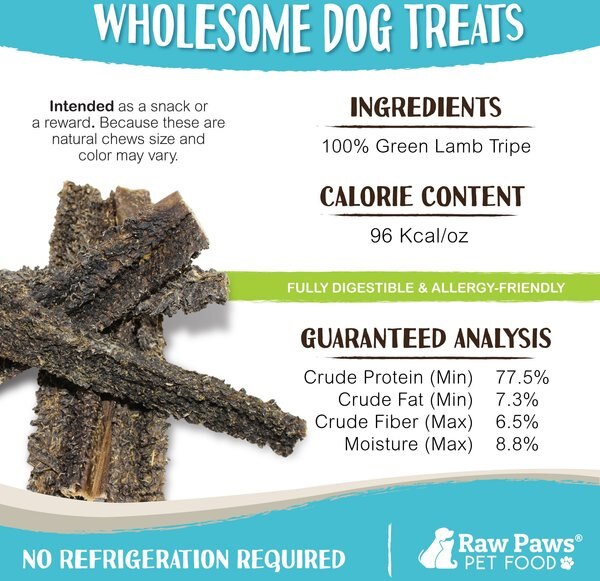 RAW PAWS Green Lamb Tripe 6-in Sticks Dog Chews, 10 count - Chewy.com