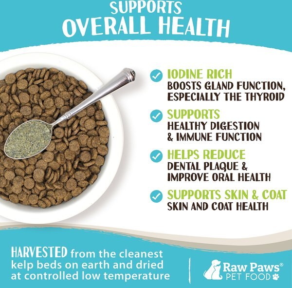 RAW PAWS Organic Sea Kelp Powder Supplement Food Topper for Dogs & Cats ...