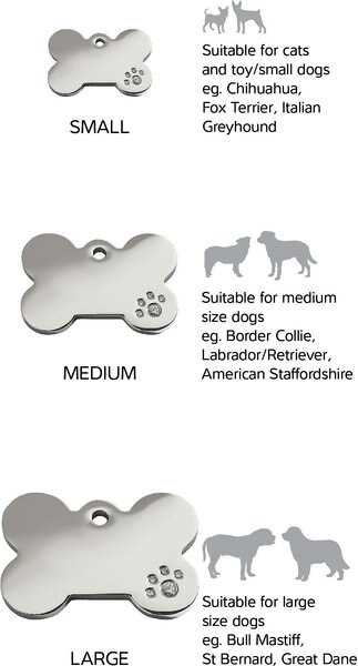 RED DINGO Bone Crystal Diamante Stainless Steel Personalized Dog ID Tag ...