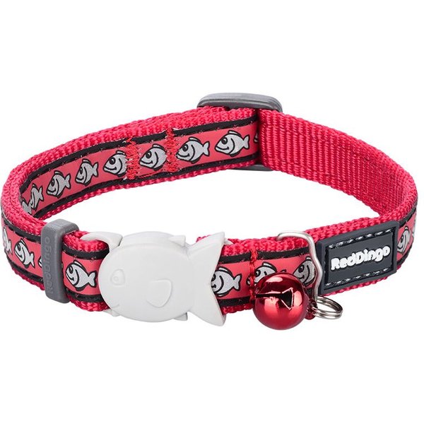 PAWTITAS Nylon Reflective Breakaway Cat Collar with Bell, Red, 7 to 11 ...