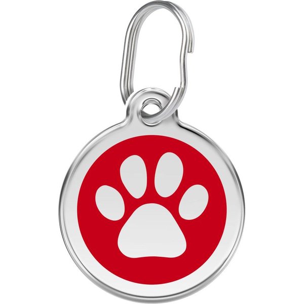 RED DINGO Glitter Paw Print Stainless Steel Personalized Dog & Cat ID ...