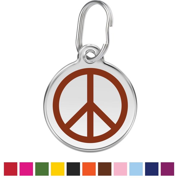 RED DINGO Peace Sign Stainless Steel Personalized Dog & Cat ID Tag ...